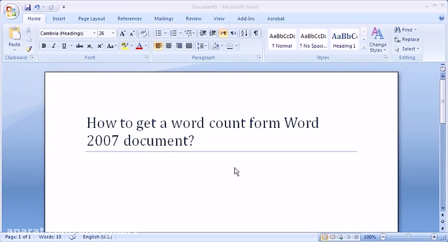 How to get a word count from Microsoft Word 2007 - 2010 Document