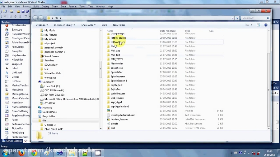 C# Tutorial 93: How to list Files and Folders in the selected directory in a listbox