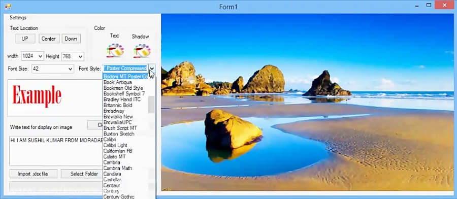 How to insert water mark text on image in c#