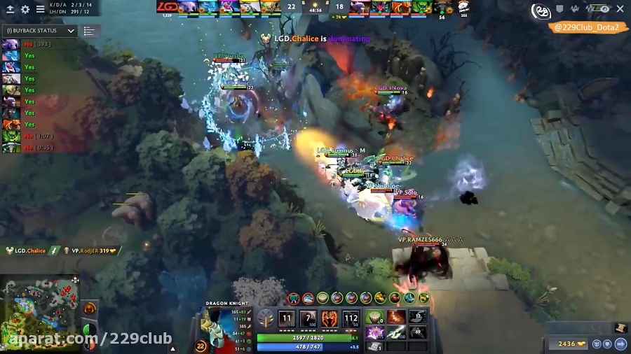 لحظات هیجان انگیز دوتا - بازی LGD vs VP در مسابقات DAC