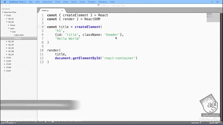 آموزش React.js - بازسازی المان ها با استفاده از JSX