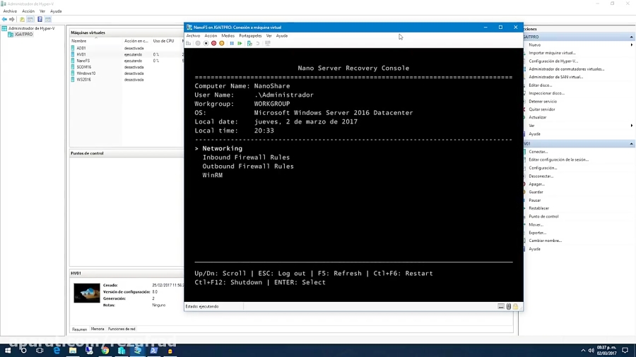 Crear SMB File Share en Windows Nano Server 2016