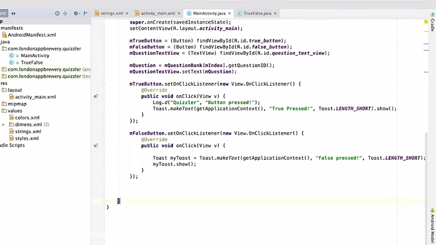 082 Update Questions on Screen and Interpret Errors in the Logcat -android app d