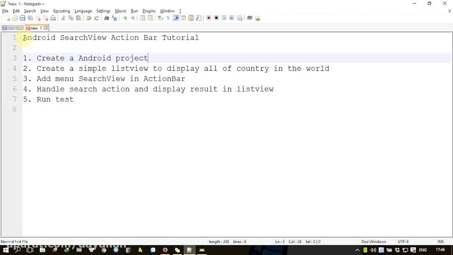 Android tutorial: Implementing SearchView in action bar