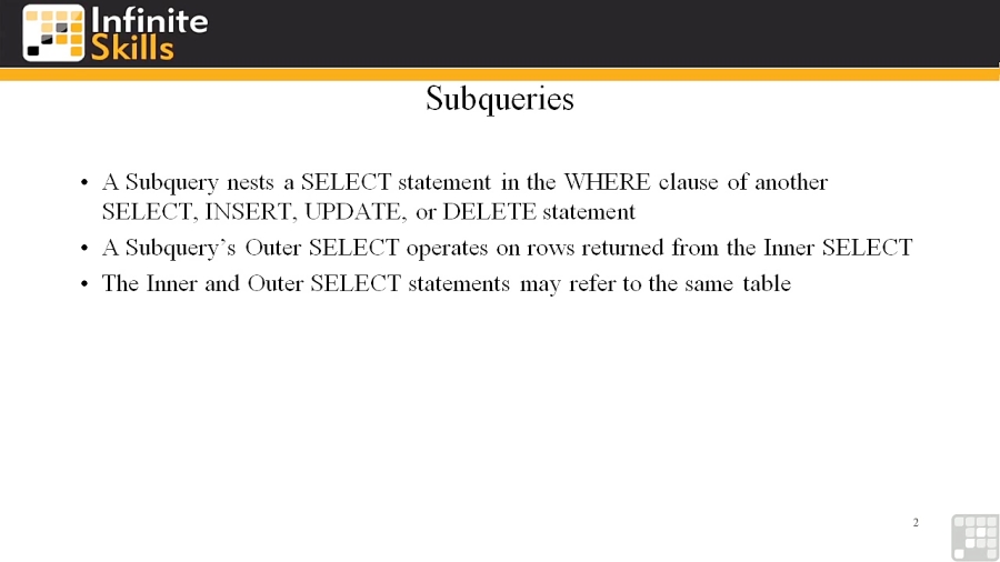 PHP / MySQL Tutorial | Subqueries| InfiniteSkills