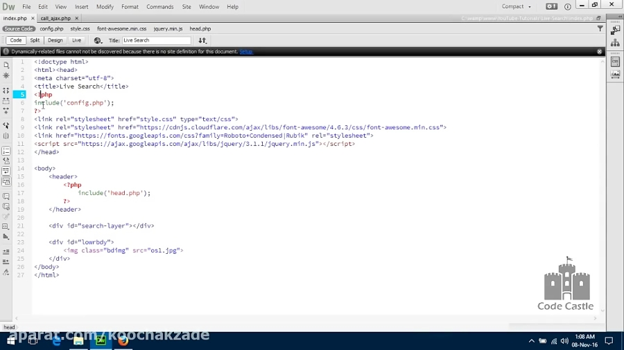 Live Search Using Ajax and PHP,MySql