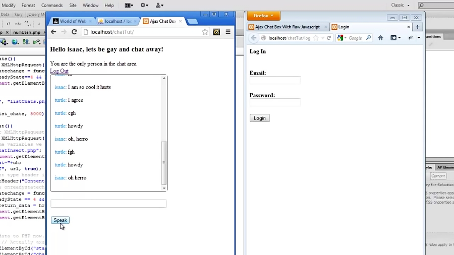 PHP Tutorial: Ajax Chat Box, Raw Javascript Part 5
