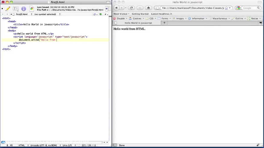 Javascript Tutorial Part 1: Hello World