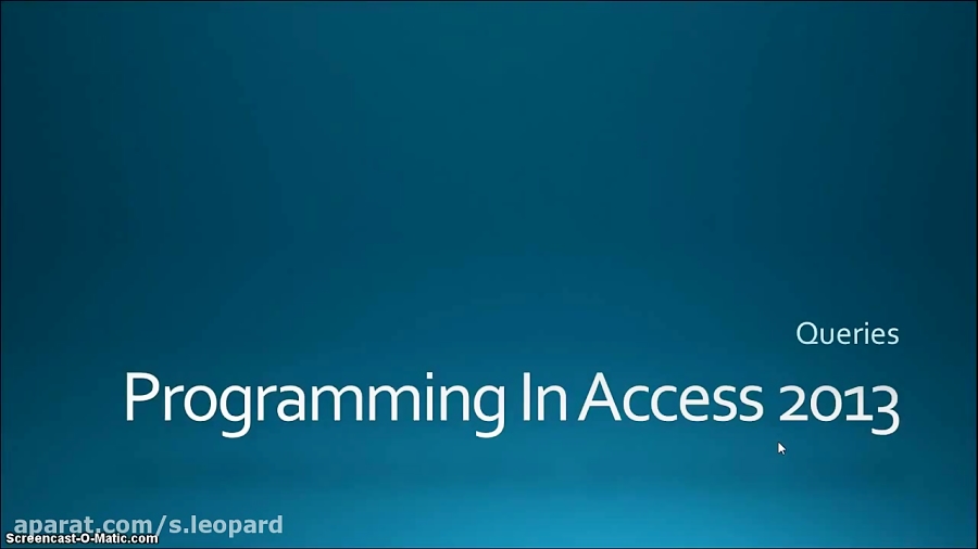 10. Queries (Programming in Access 2013)