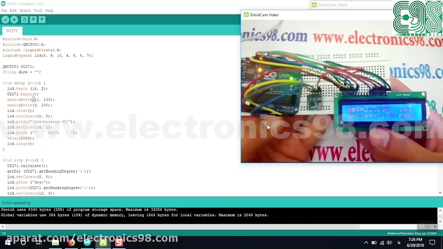 ساخت قطب نمای دیجیتال با آردوینو توسط ماژول GY-271