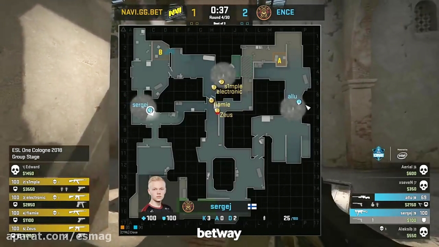 CS:GO - Na'Vi vs. ENCE [Dust2] Map 1 - UB Round 3 - ESL One Cologne 2018