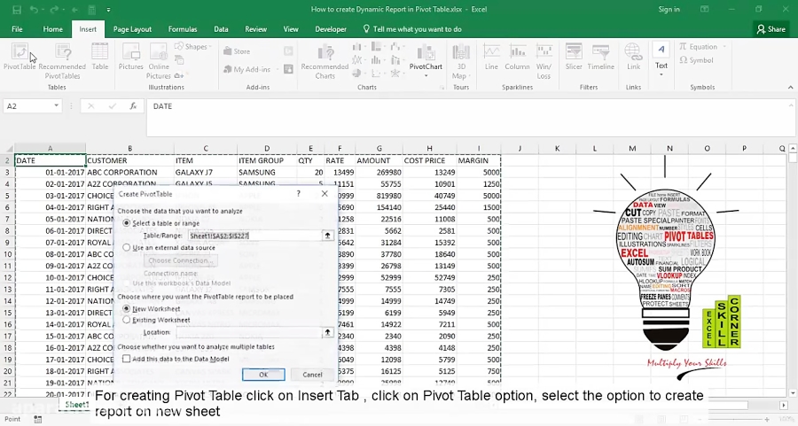 How to Create Dynamic Report in Excel using Pivot Table