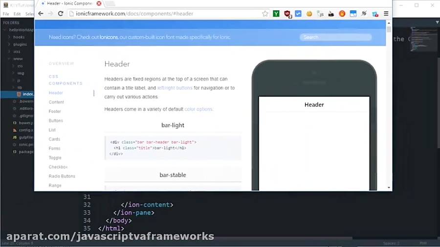 Ionic Framework Tutorial 5- Header