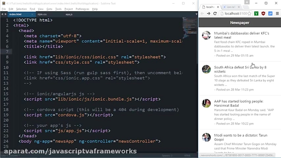 Ionic Framework Tutorial 11- Pull-to-refresh (News Read