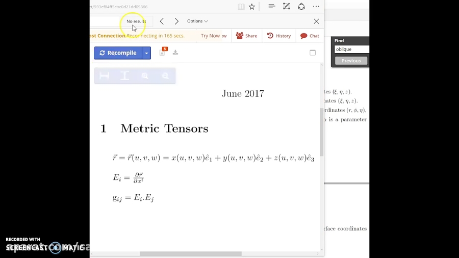 Calculate Metric Tensor Using Mathematica Oblique Cyl Coords