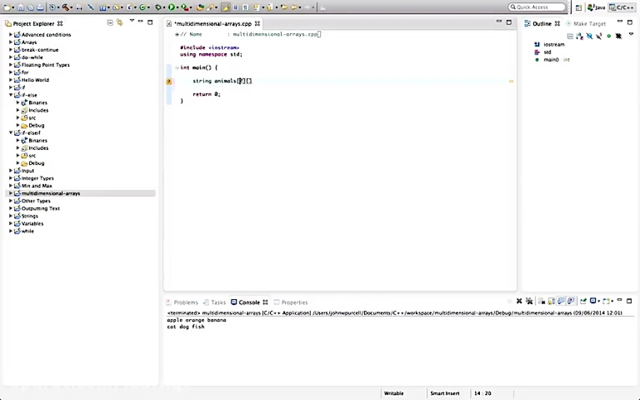 C Tutorial for Beginners 21 - Multidimensional Arrays
