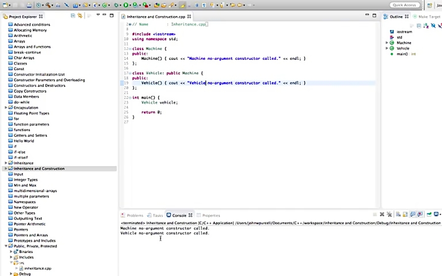 C Tutorial for Beginners 53 - Constructor Inheritance