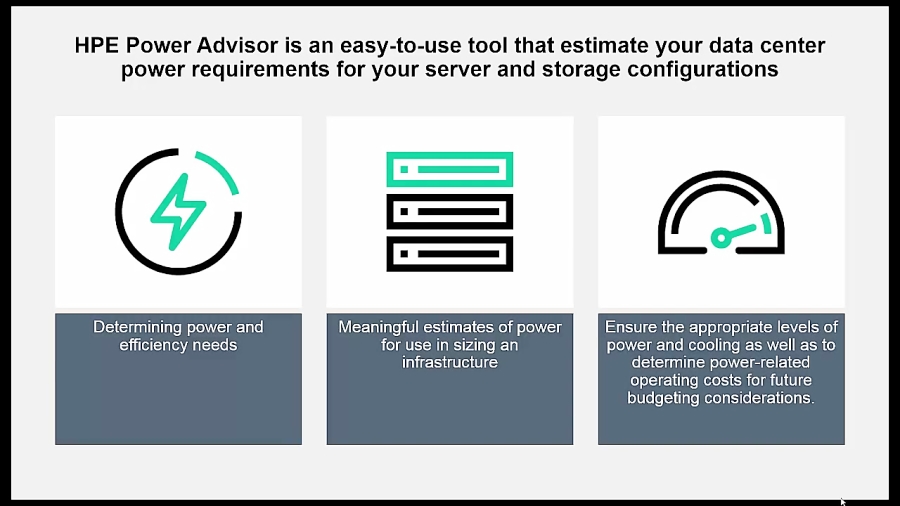 Use HPE Power Advisor to calculate power usage of major components ...