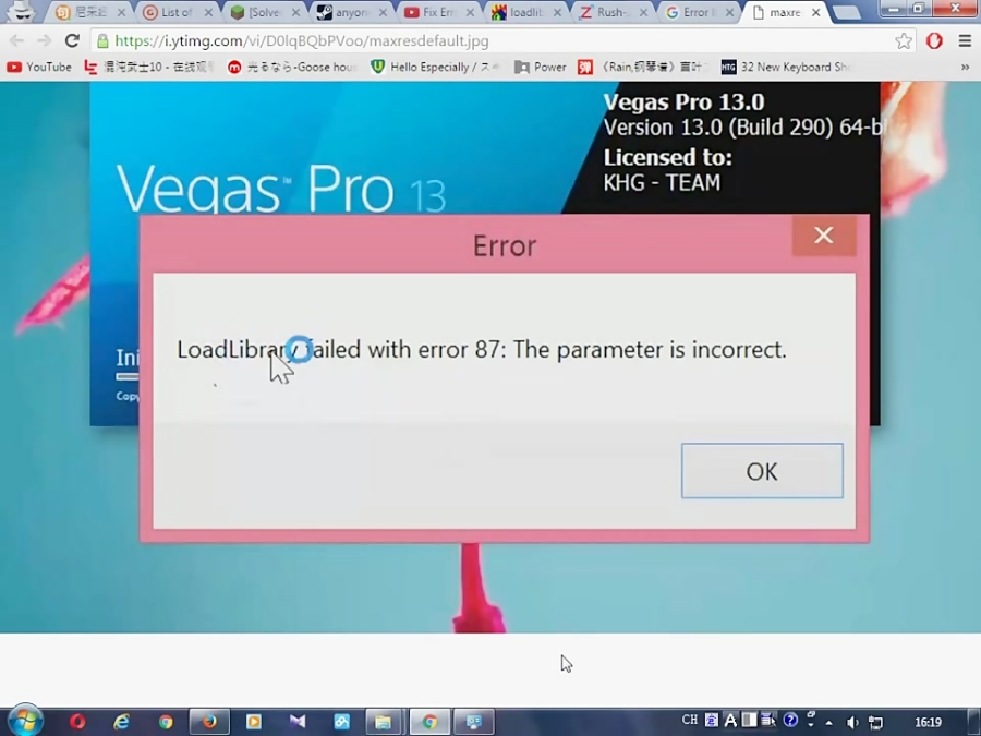 How to fix LoadLibrary failed with error 87: The parameter is incorrect. (2016)