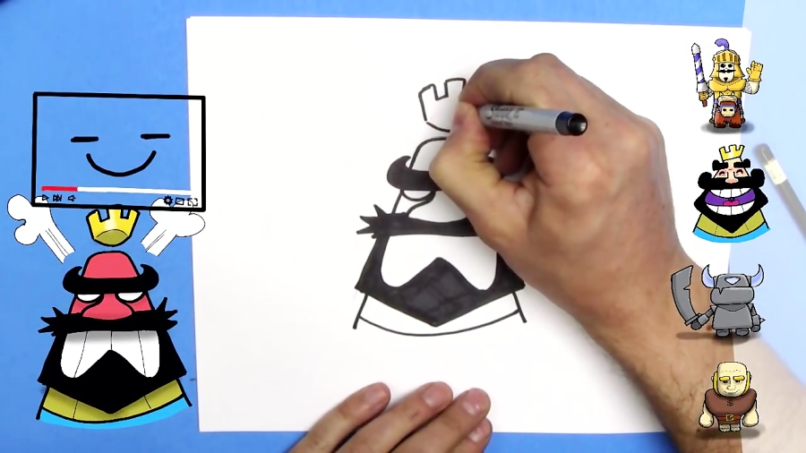 How To Draw Clash Royale Angry King Emoji - Step By Step