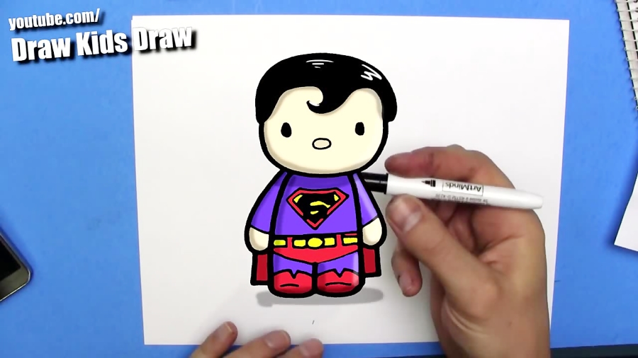 How To Draw a Cute Cartoon Superman - EASY Chibi - Step By Step - Kawaii