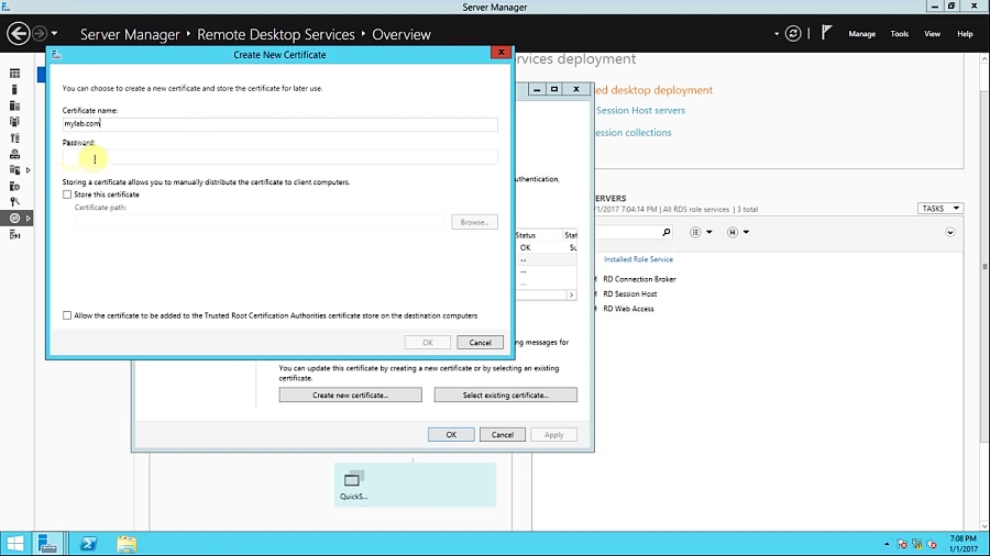 configure the certificate for remote desktop session host server license-part 3