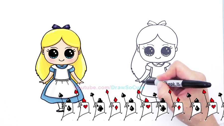 How to Draw Alice from Disney Alice in Wonderland Cute step by step