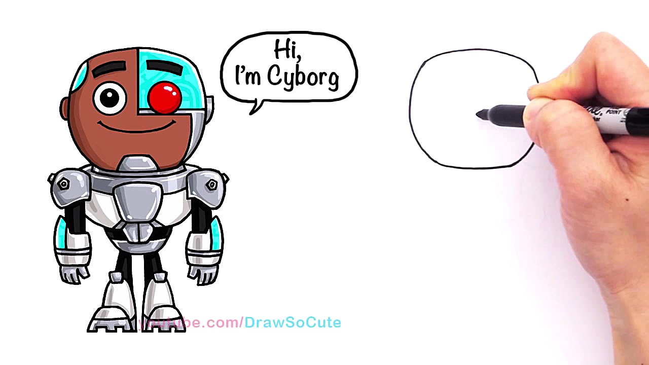 How to Draw Chibi Cyborg step by step Teen Titans Go