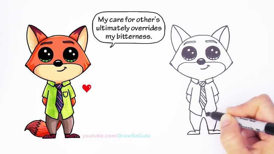 How to Draw Disney Zootopia Fox Nick Wilde step by step Cute