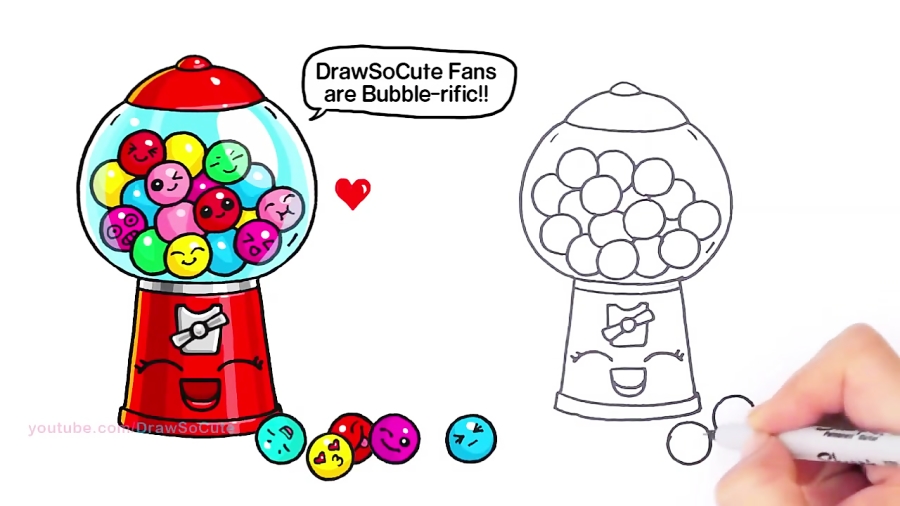How to Draw a Gumball Candy Machine Easy