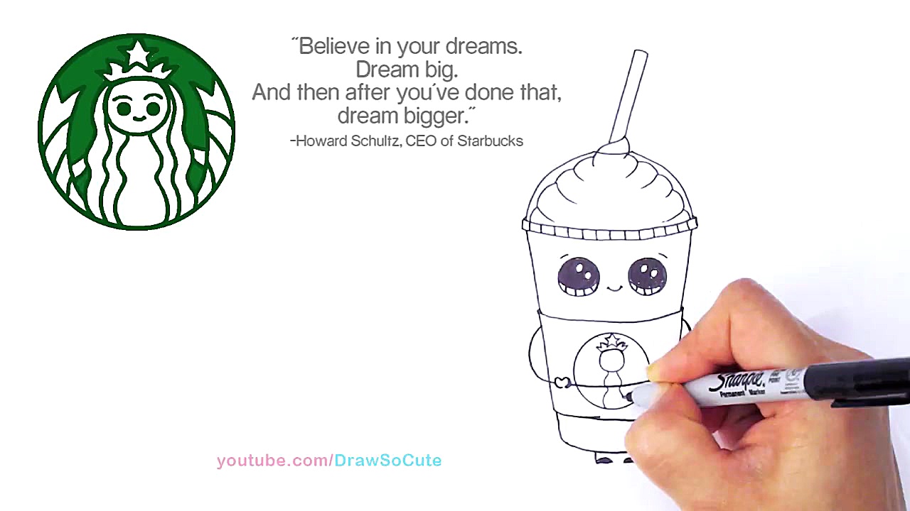 How to Draw a Starbucks Frappuccino Cute | Cartoon Drink