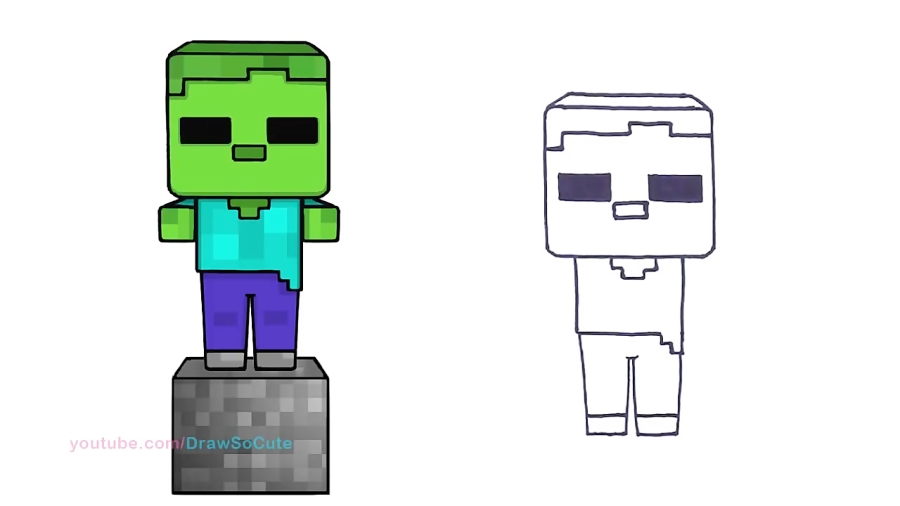 How to Draw Minecraft Zombie Cute and Easy step by step