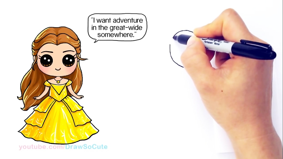 How to Draw Belle - Beauty and the Beast - Emma Watson