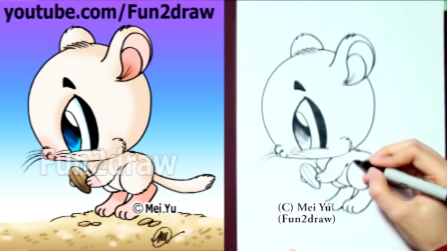 Easy Drawing Lessons - How to Draw a Gerbil - Learn to Draw