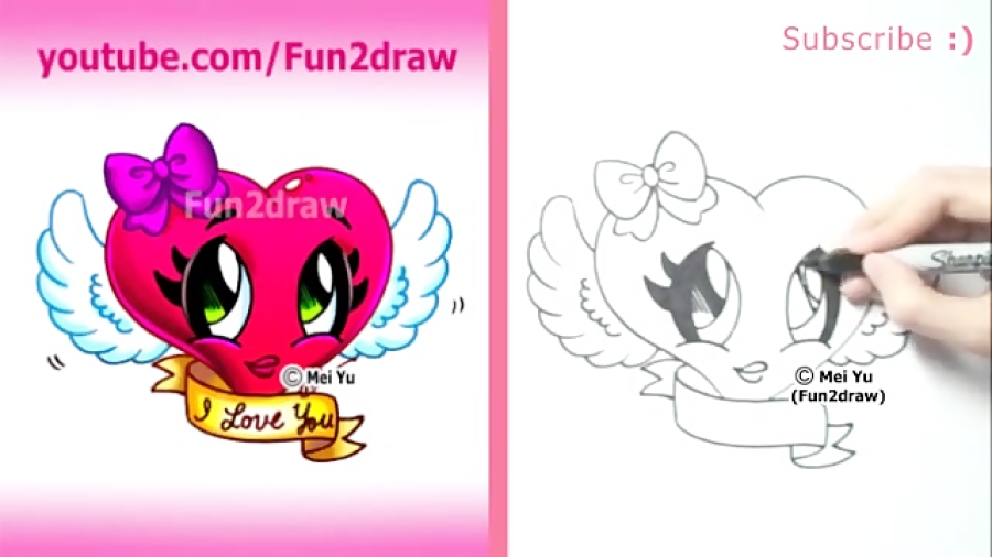 How to Draw Love - Heart - Step by Step Valentines Mother's Father's Day