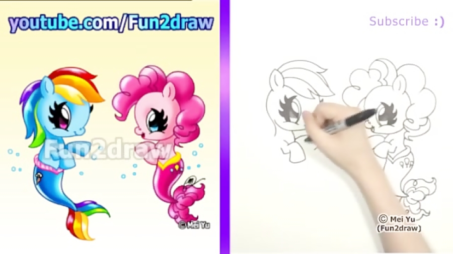 My Little Pony as Mermaids - How to Draw CUTE Pinkie Pie Rainbow Dash