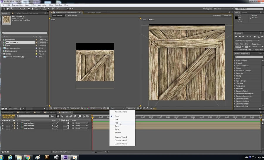 Trapcode Lux 3D lighting with light fog and dust.