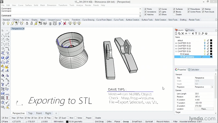 Rhino 5 tutorial: Exporting to the STL format for 3D printing | lynda.com