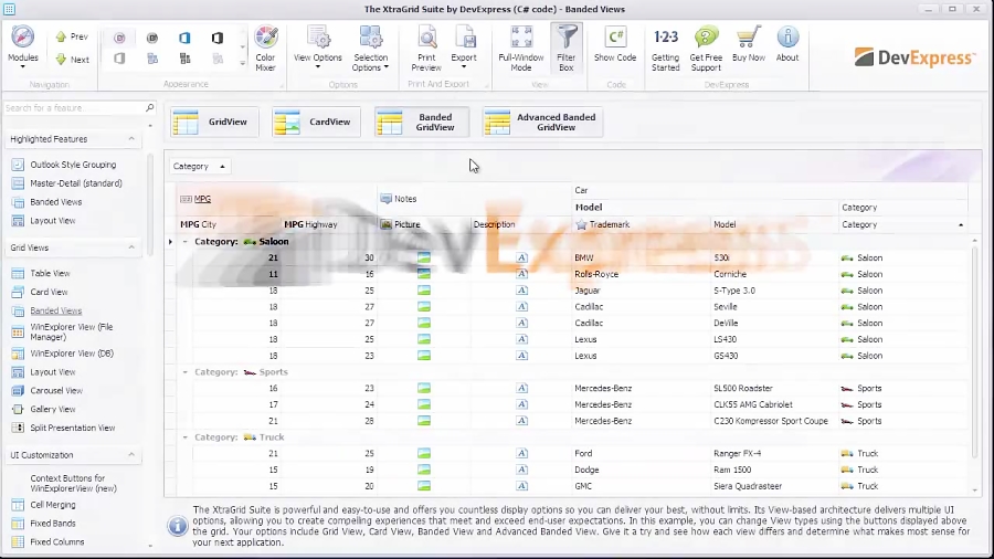 DevExpress WinForms Grid Columns: Banded Views' Layout Basics