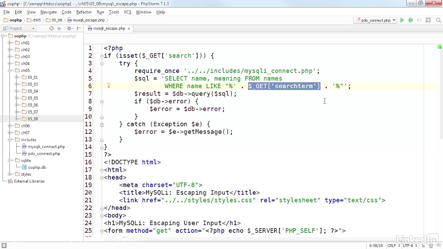 آموزش ﻿دیتابیس PHP - پاک کردن ورودی کاربر با real_escape_string ()