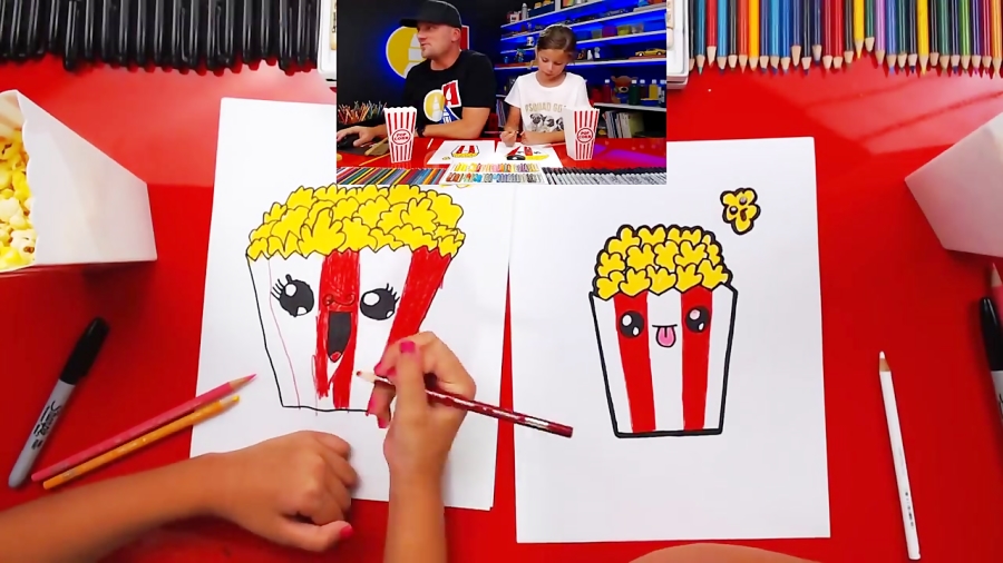 How To Draw Funny Popcorn