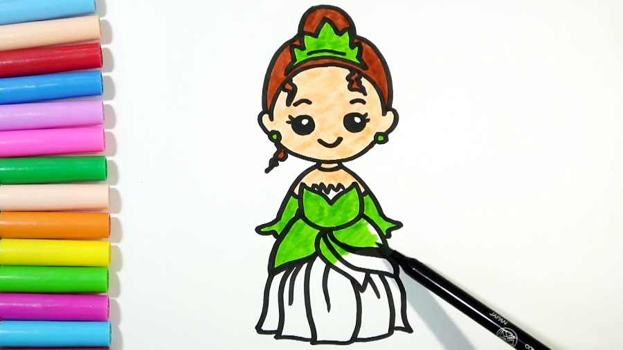 How to Draw Disney Princess Tiana Cute and Easy | HDE