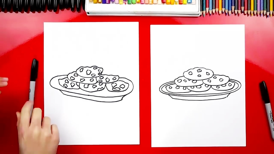 How To Draw A Plate Of Cookies For Santa