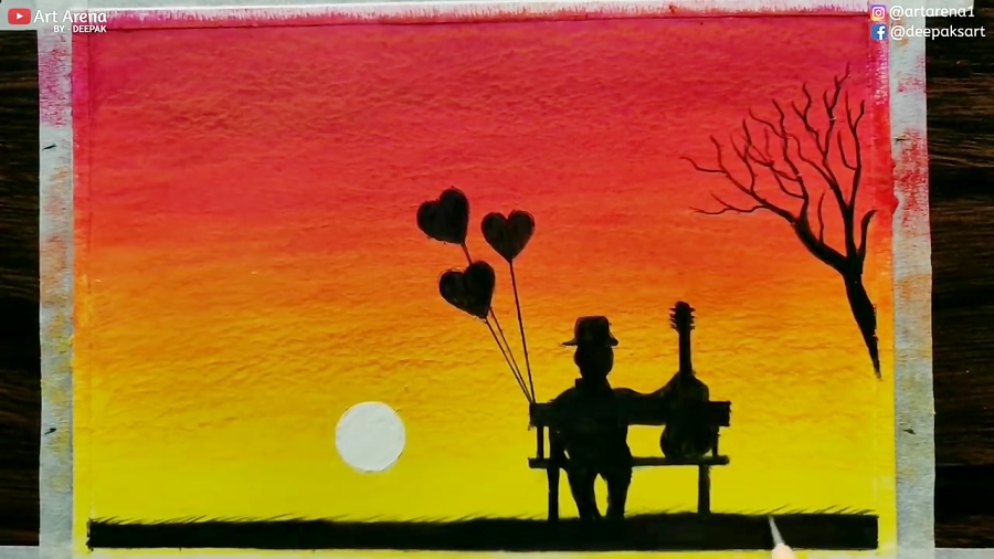 A Sad Boy scenery drawing for beginners with Oil Pastels - step by step