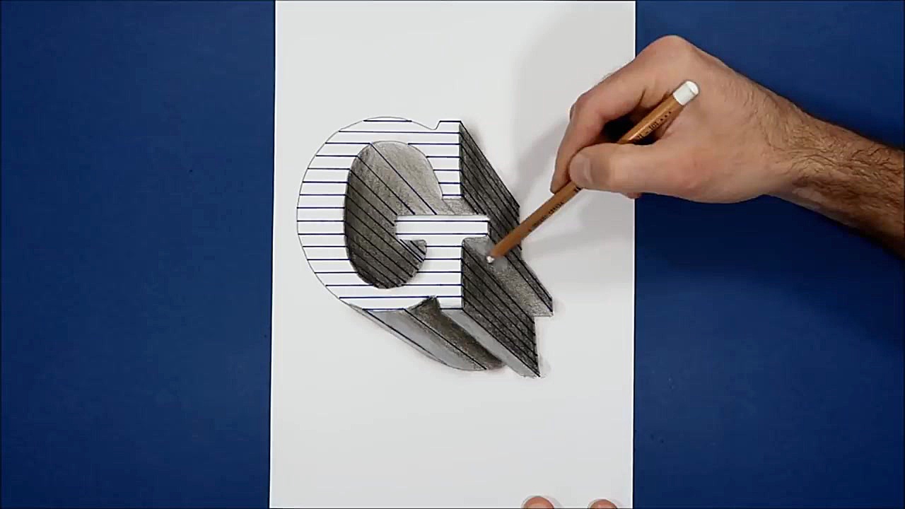 Draw a Letter G on Line Paper 3D Trick Art