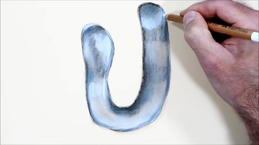 How to Draw a Letter U in Water With Dry Pastel pencils