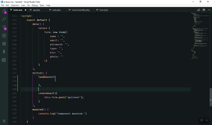 Display Users from Database in Table Using Axios in Laravel and Vue