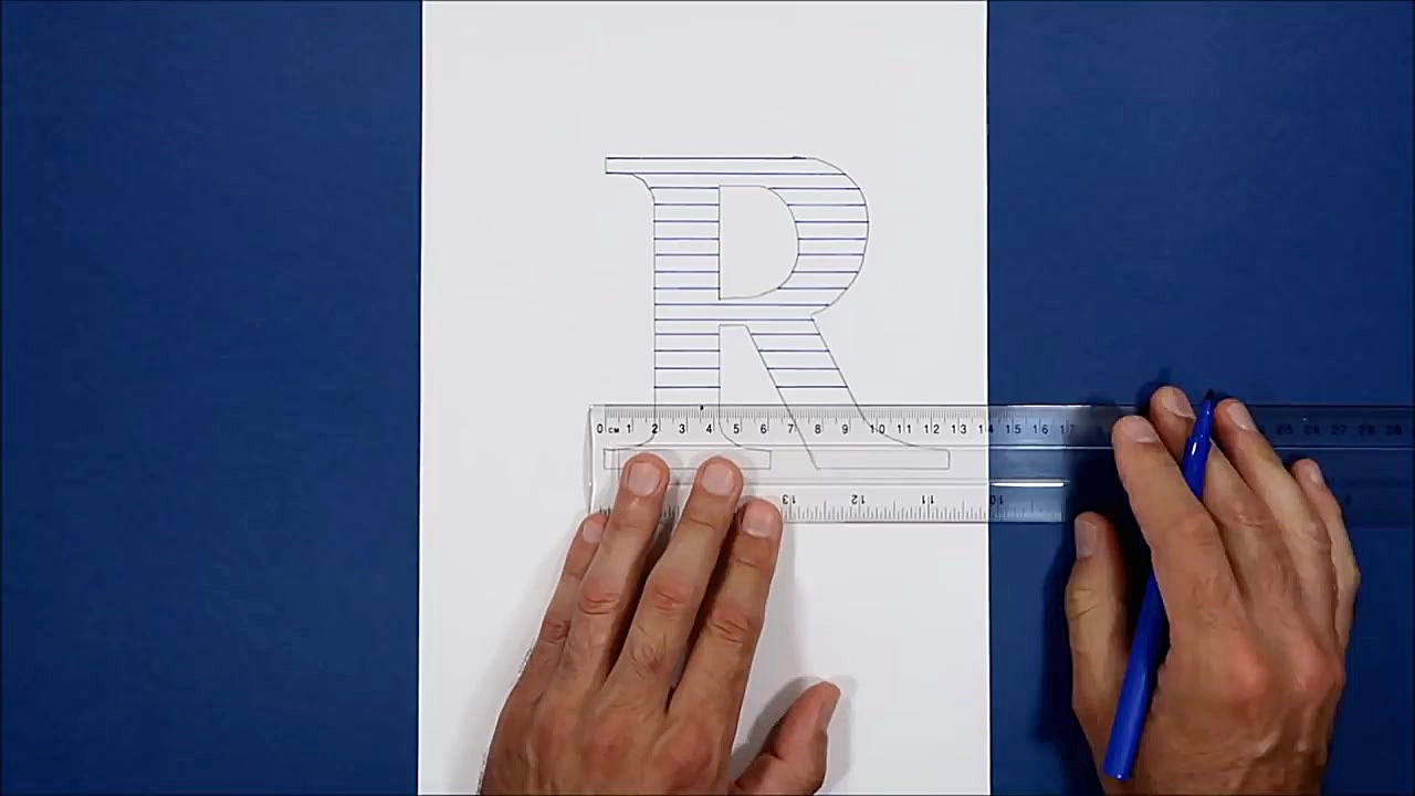 Draw a Letter R on Line Paper 3D Trick Art
