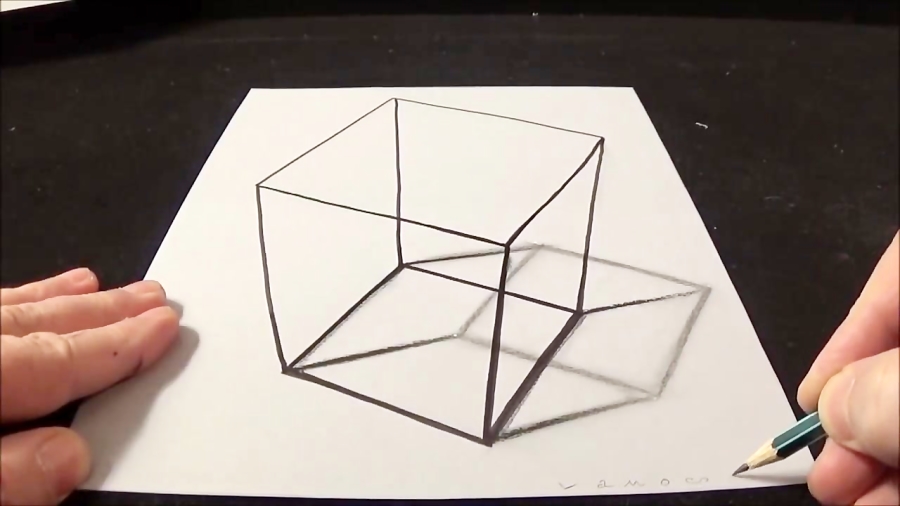 3D Drawing a Simple Cube - No Time Lapse - How to Draw 3D Cube