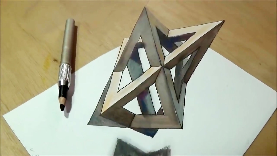 Trick Art Drawing - How to Draw 3D Star - Drawing an Anamorphic Illusion